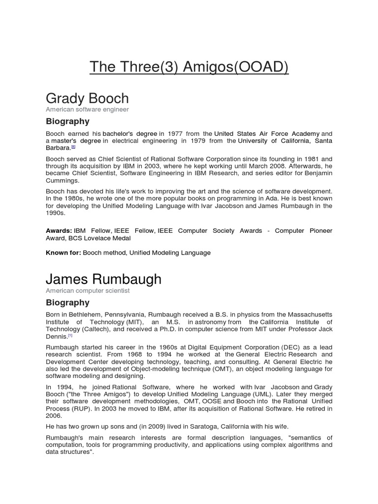 The Three (3) Amigos (OOAD) : Grady Booch | PDF | Systems Science ...