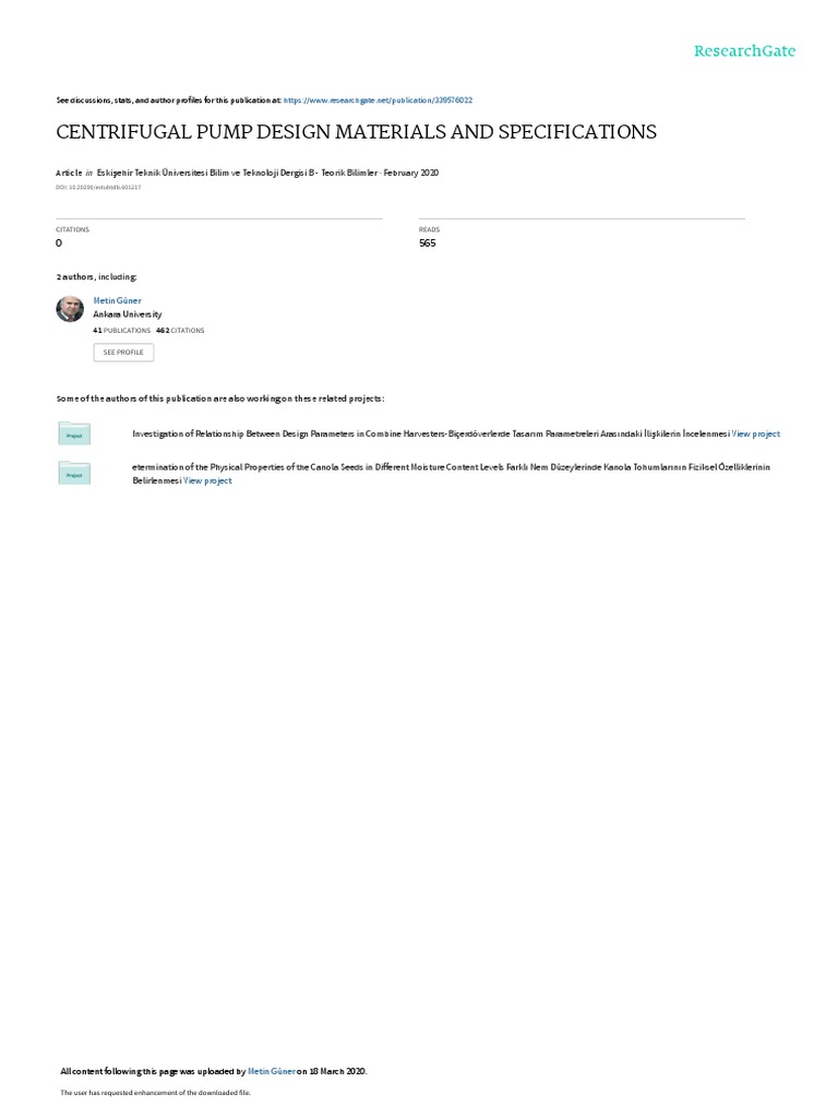Centrifugal Pump Material Selection Guide | PDF | Thermoplastic | Corrosion
