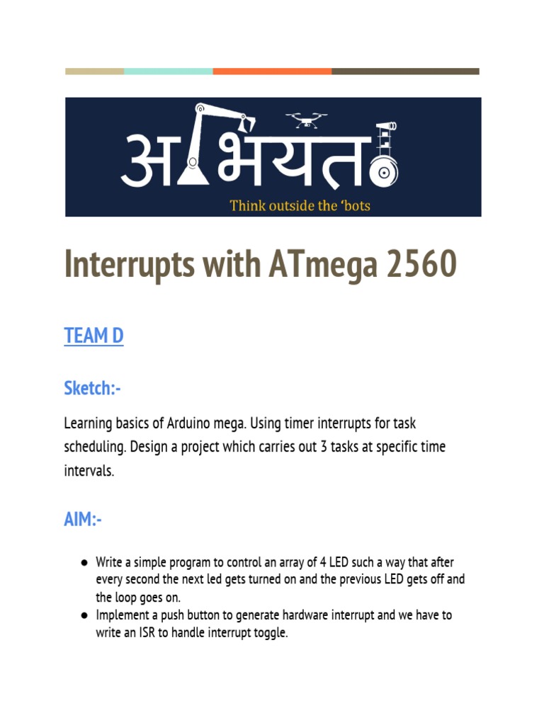 Interrupts With Atmega 2560: Team D | PDF | Arduino | Timer