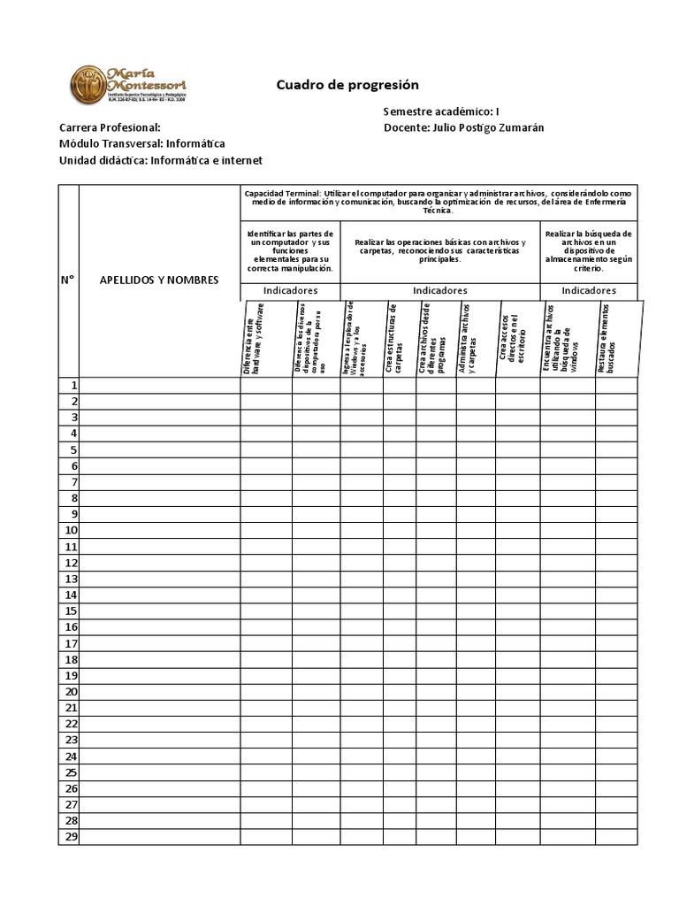Cuadro de Progresion | PDF | Archivo de computadora | Tecnologías de la información