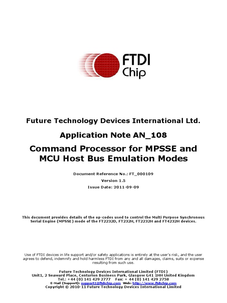 Command Processor For Mpsse And Mcu Host Bus Emulation Modes Pdf Inputoutput Microcontroller