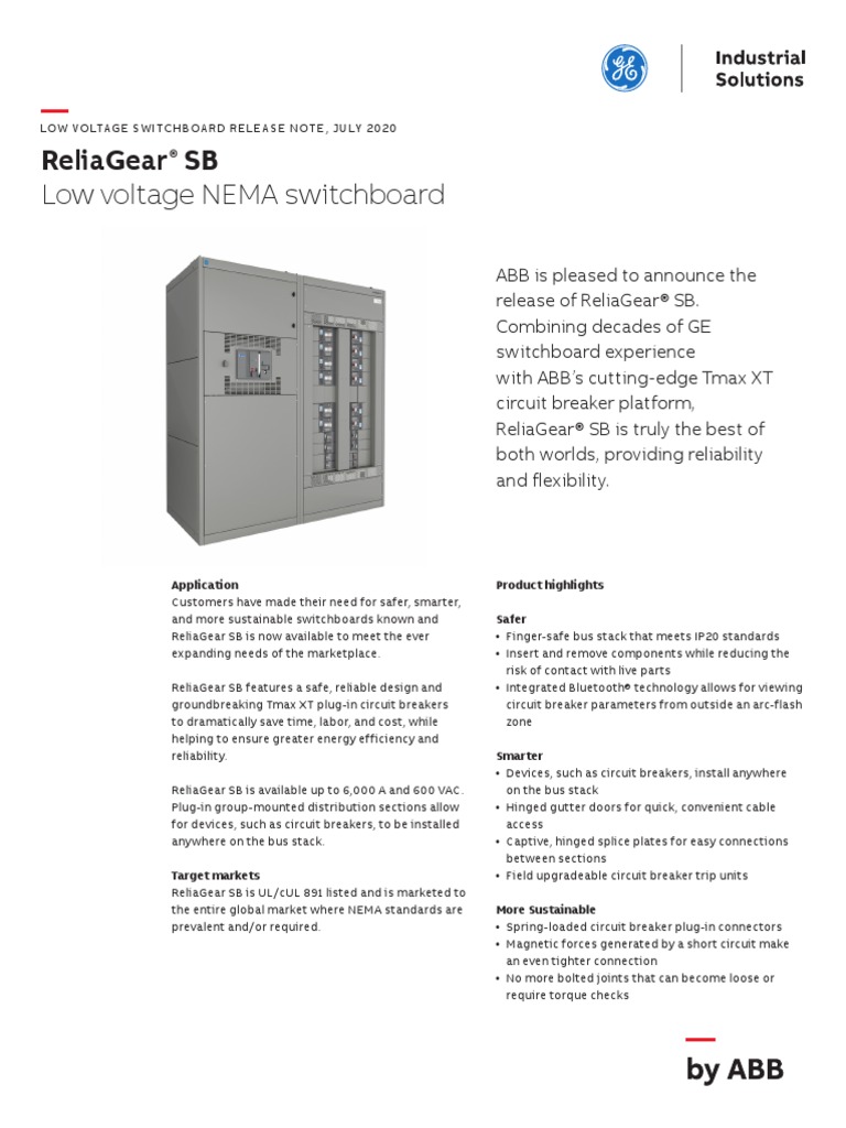 Reliagear SB: Low Voltage Nema Switchboard | PDF | Electricity ...