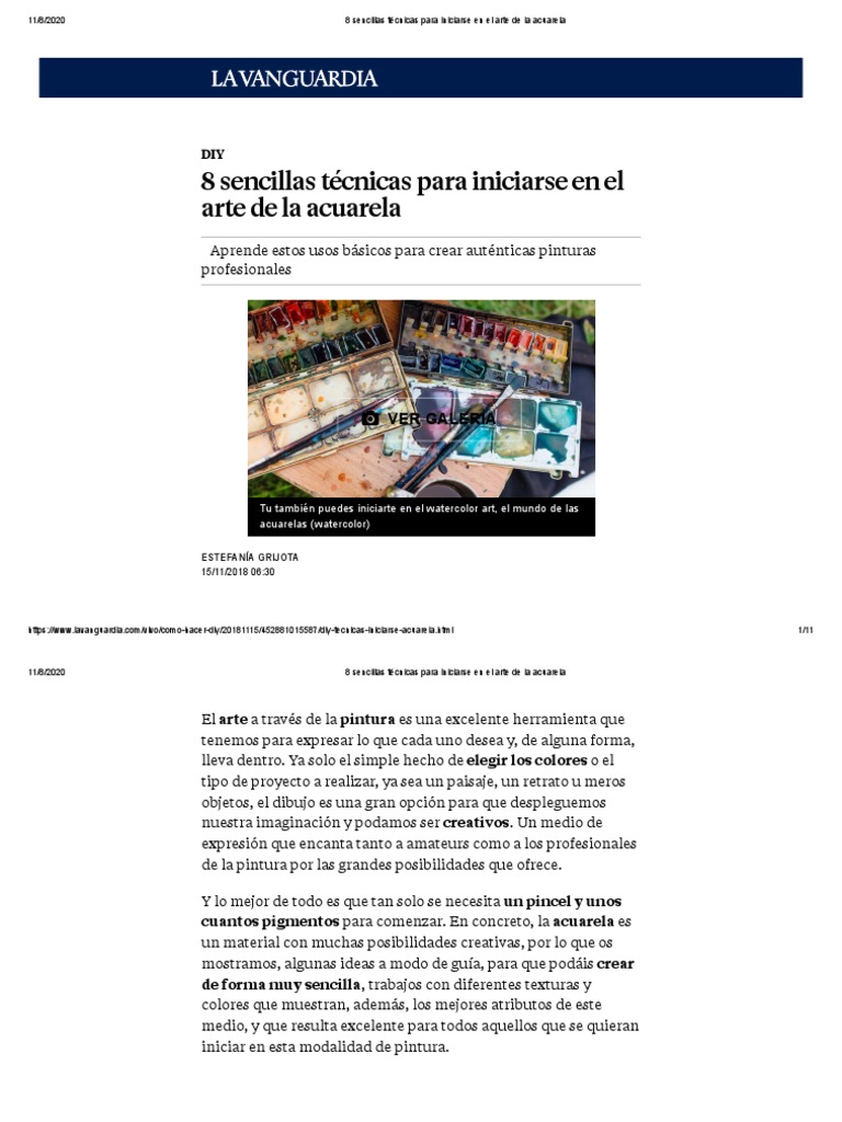 1 - 8 Sencillas Técnicas para Iniciarse en El Arte de La Acuarela | PDF ...