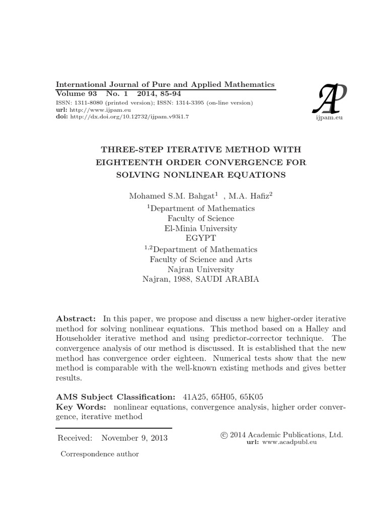International Journal of Pure and Applied Mathematics No. 1 2014, 85-94 ...