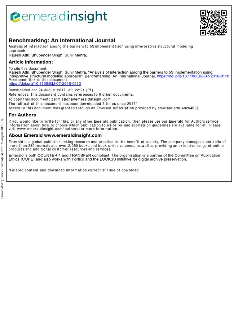 Analysis of Interaction Among The Barriers To 5S Implementation Using Interpretive Structural ...