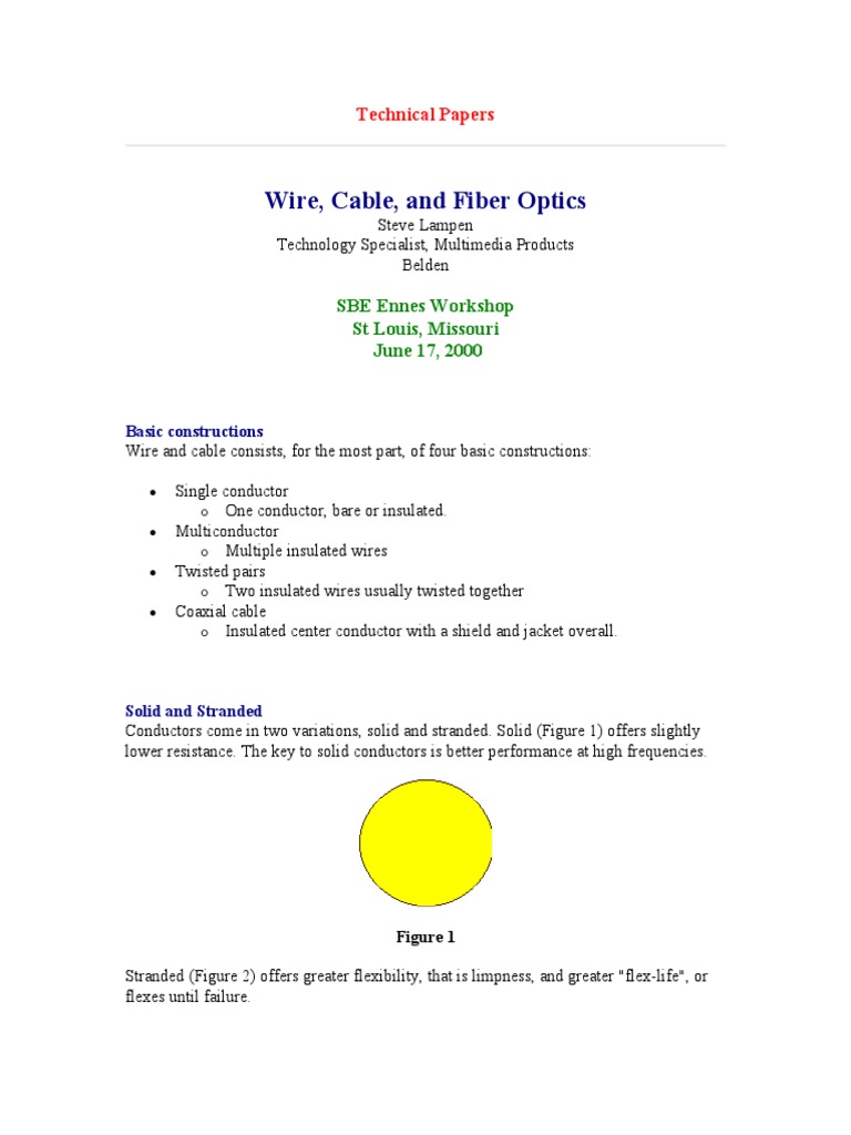 An In-Depth Look at Wire, Cable, and Fiber Optic Constructions and ...