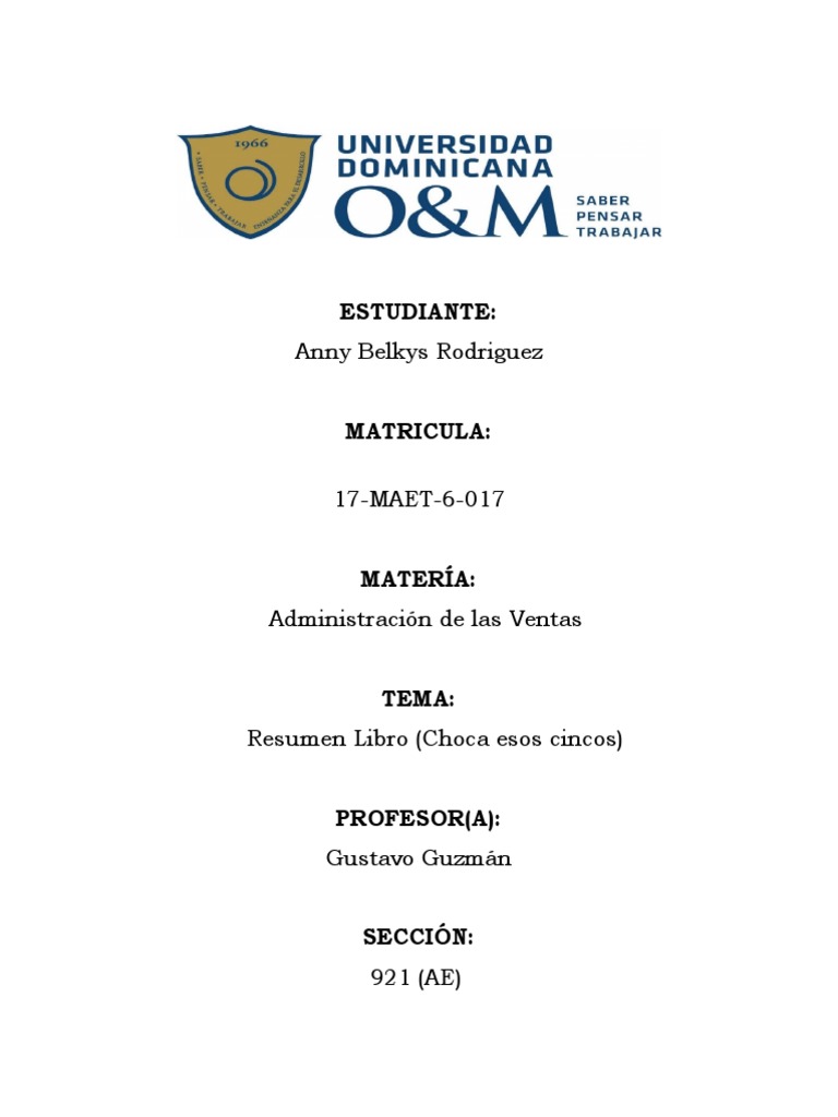 Resumen Choca Esos Cinco | PDF