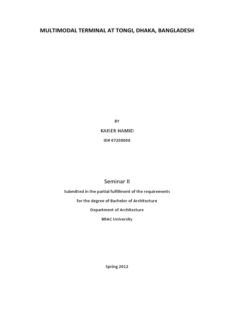 Multimodal Terminal Design in Tongi | PDF | Port | Transport