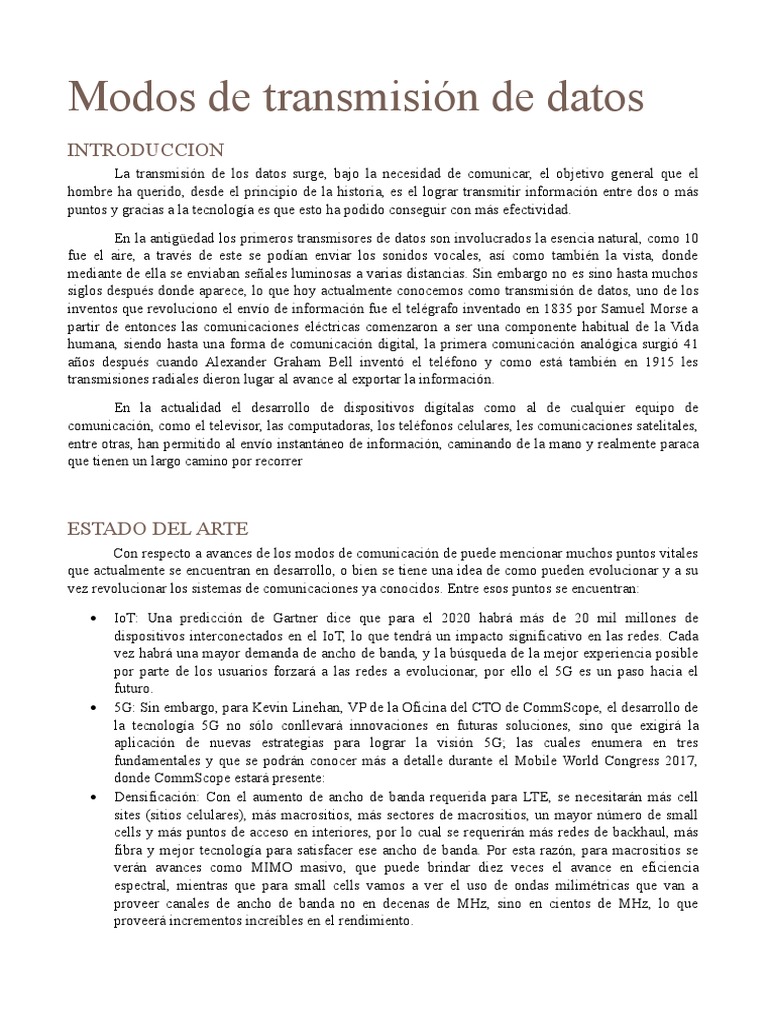 Modos de Transmisión de Datos | PDF | Telecomunicación | Duplex ...