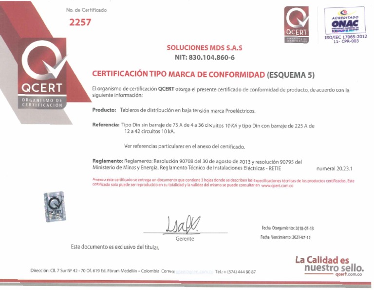 TABLEROS DIN Cert 2257 | PDF