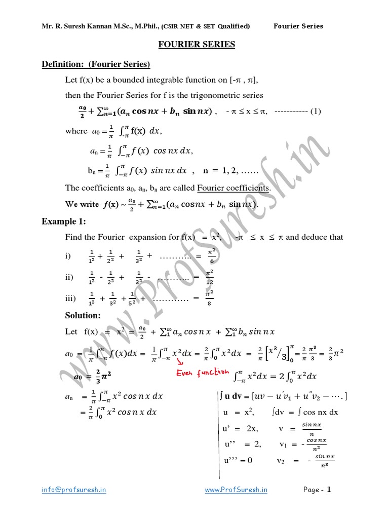 Fourier Series | PDF | Fourier Series | Mathematical Concepts