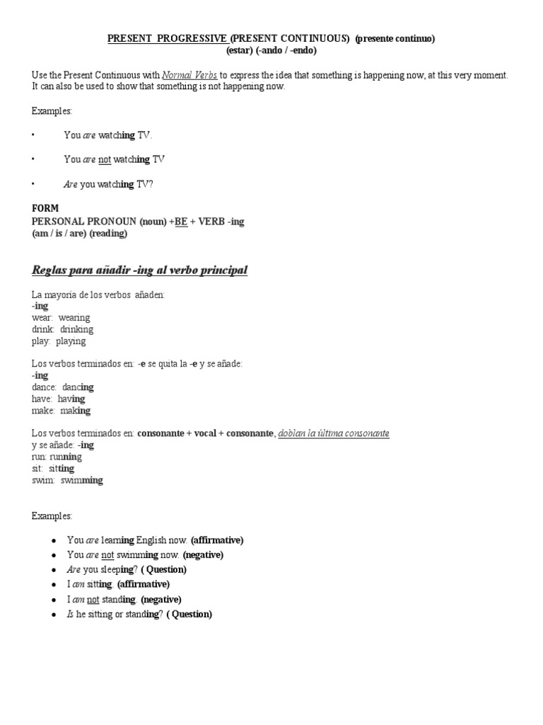 PRESENT PROGRESSIVE II CC - Ernesto Martínez | PDF | Verb | Languages