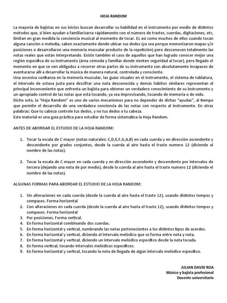 Hoja Random - Cómo Estudiarla | PDF | Composiciones Musicales | Musicología