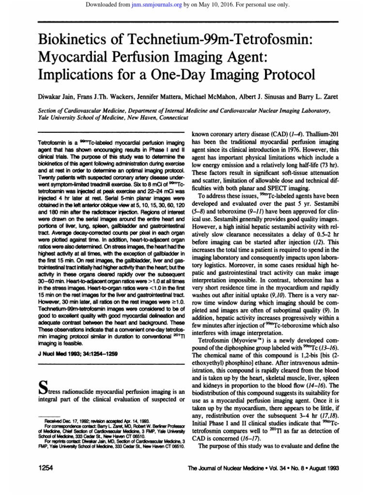 Biokinetic of Tc99m-Tetrofosmin | PDF | Heart | Cardiovascular System
