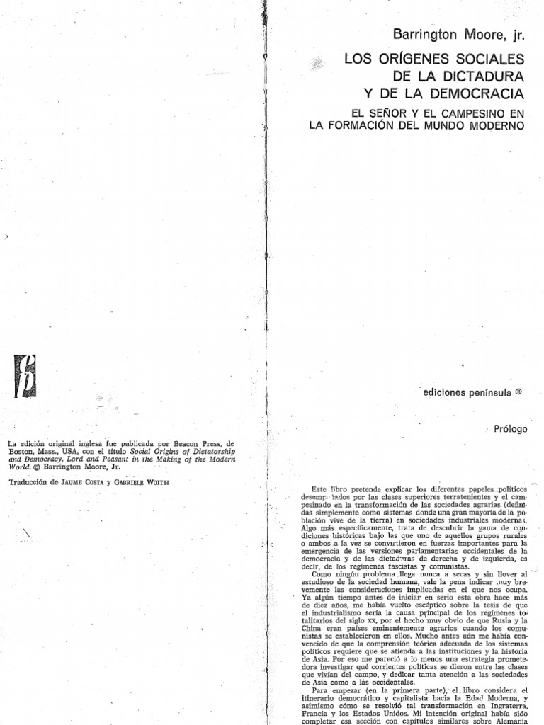 Barrington Moore Los Origenes Sociales de La Dictadura de La Democracia ...