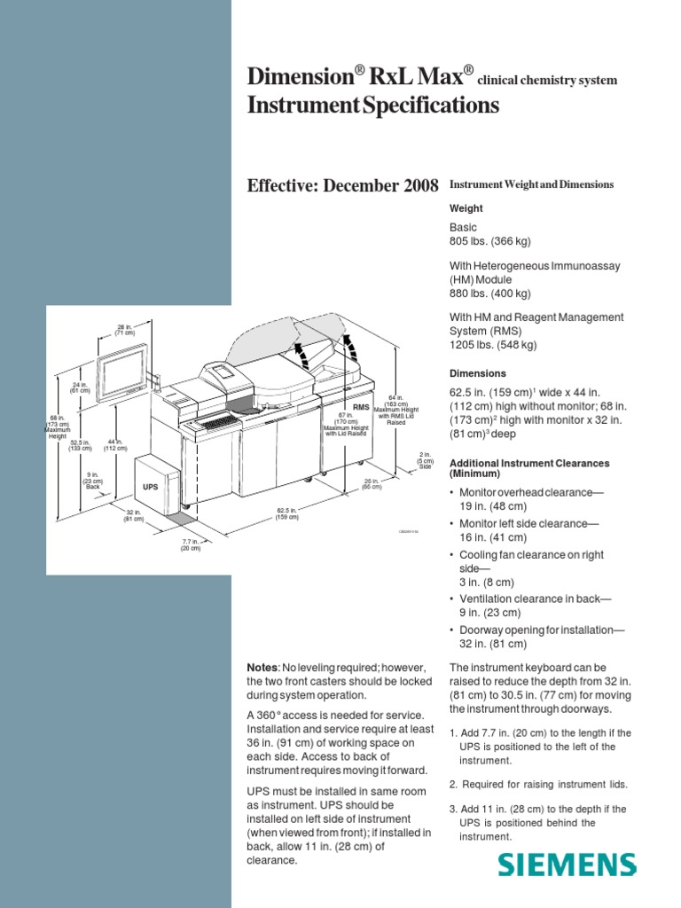 Siemens Dimension RXL Max System Spec Sheet | PDF | Ac Power Plugs And ...