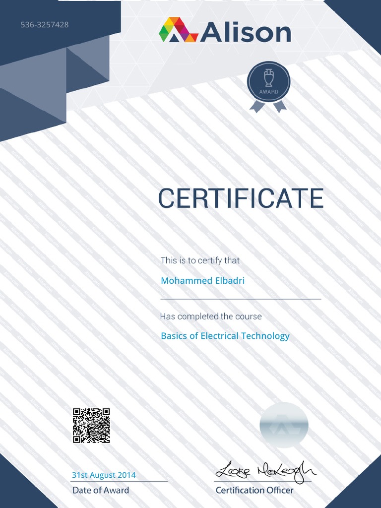 Alison Certificate 536 3257428 PDF | PDF