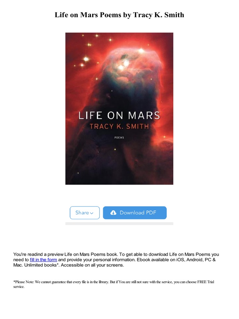 Life On Mars Poems by Tracy K. Smith: Fill in The Form | PDF | E Books ...