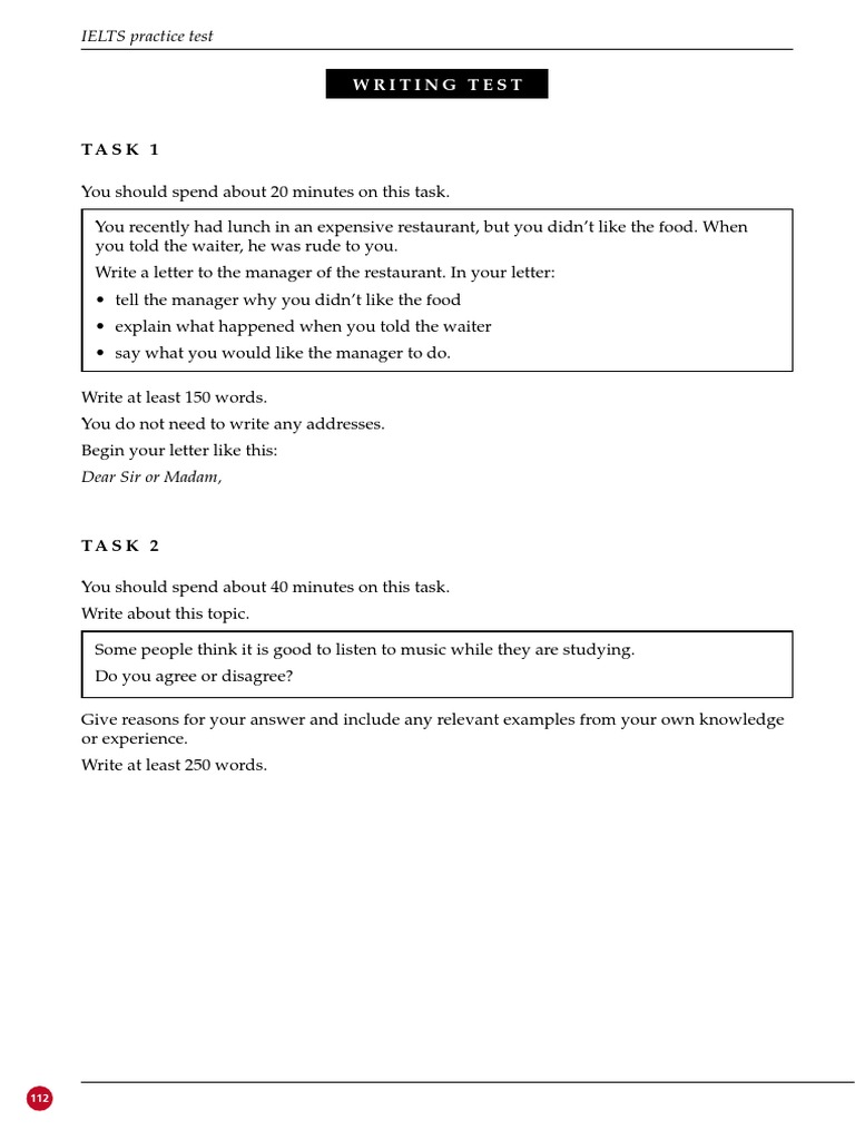 IELTS Writing Test Beginner-Elementary-Pre-intermediate PDF | PDF