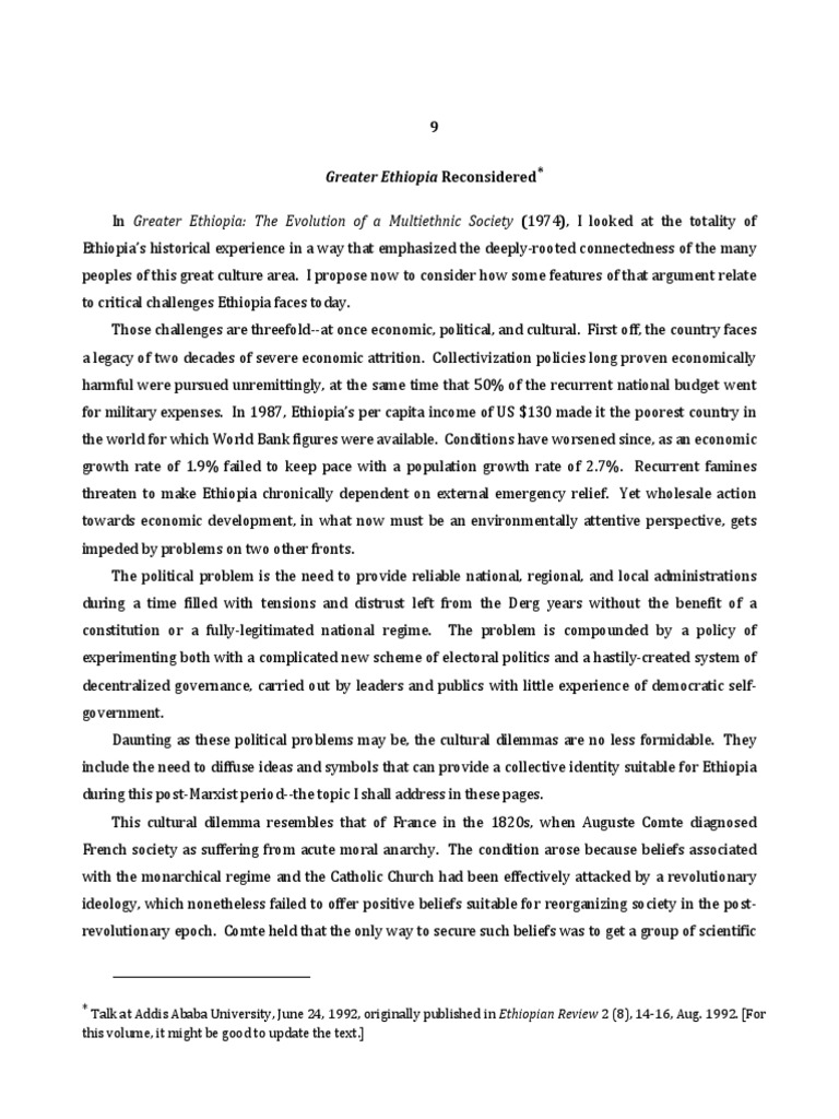 Greater Ethiopia Reconsidered 1992 | PDF | Ethiopia | Languages
