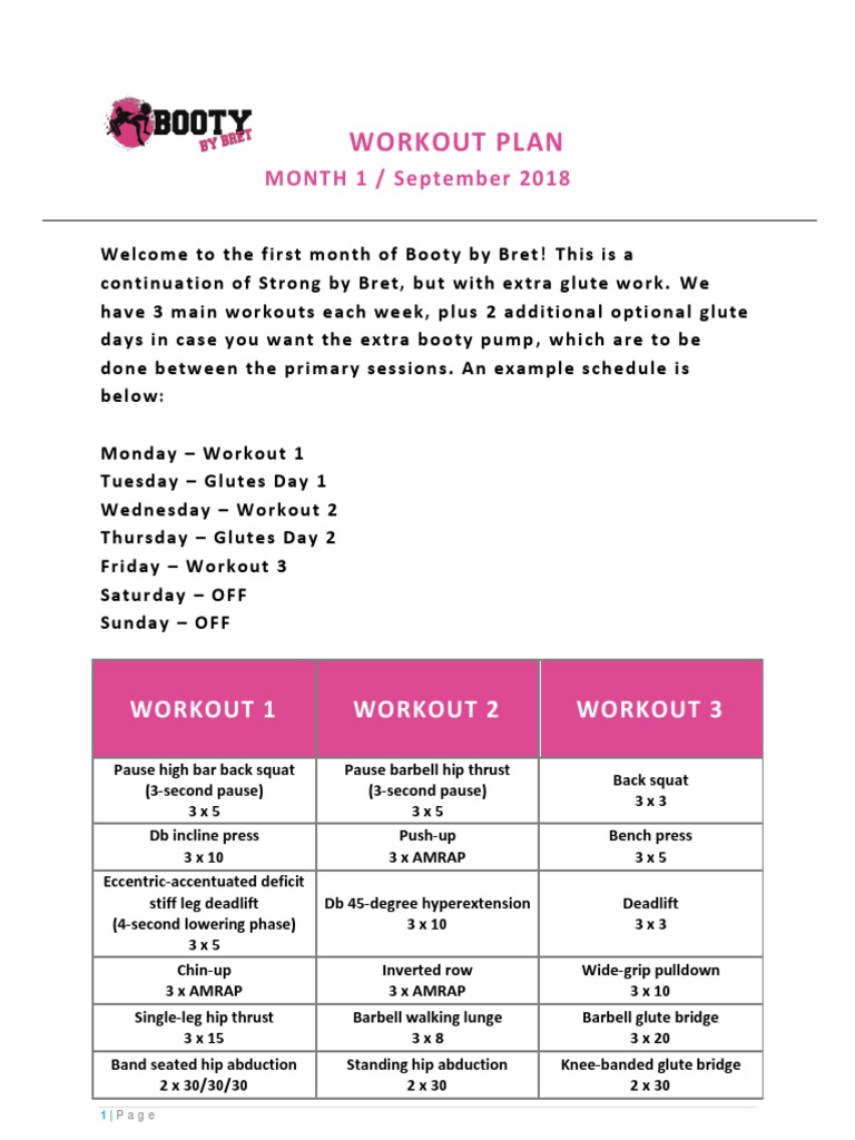 BBB Month 1 Workout Plan PDF | PDF | Anatomical Terms Of Motion | Hip