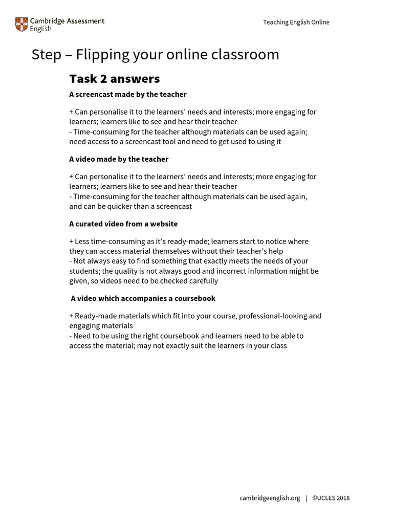 Step - Flipping Your Online Classroom: Task 2 Answers | PDF | Art