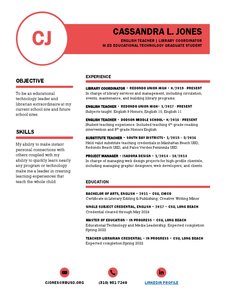 Cassandra Jones' Resume | PDF | Educational Technology | Teachers