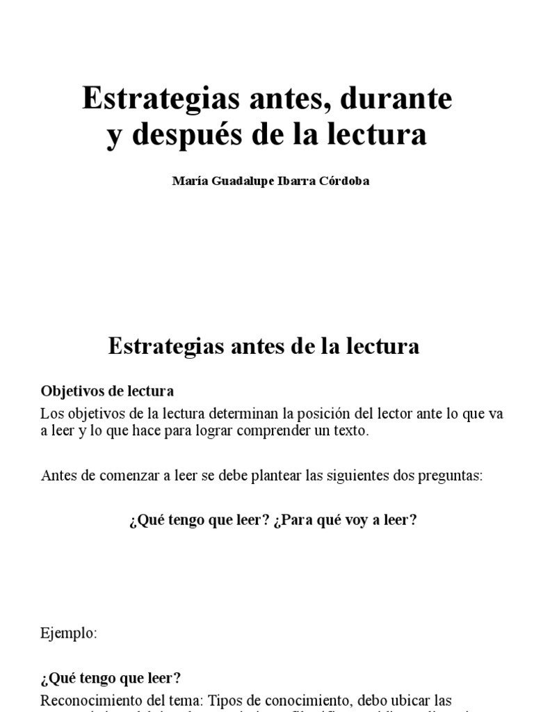 Estrategia Antes, Durante y Despues de La Lectura | PDF | Conocimiento ...