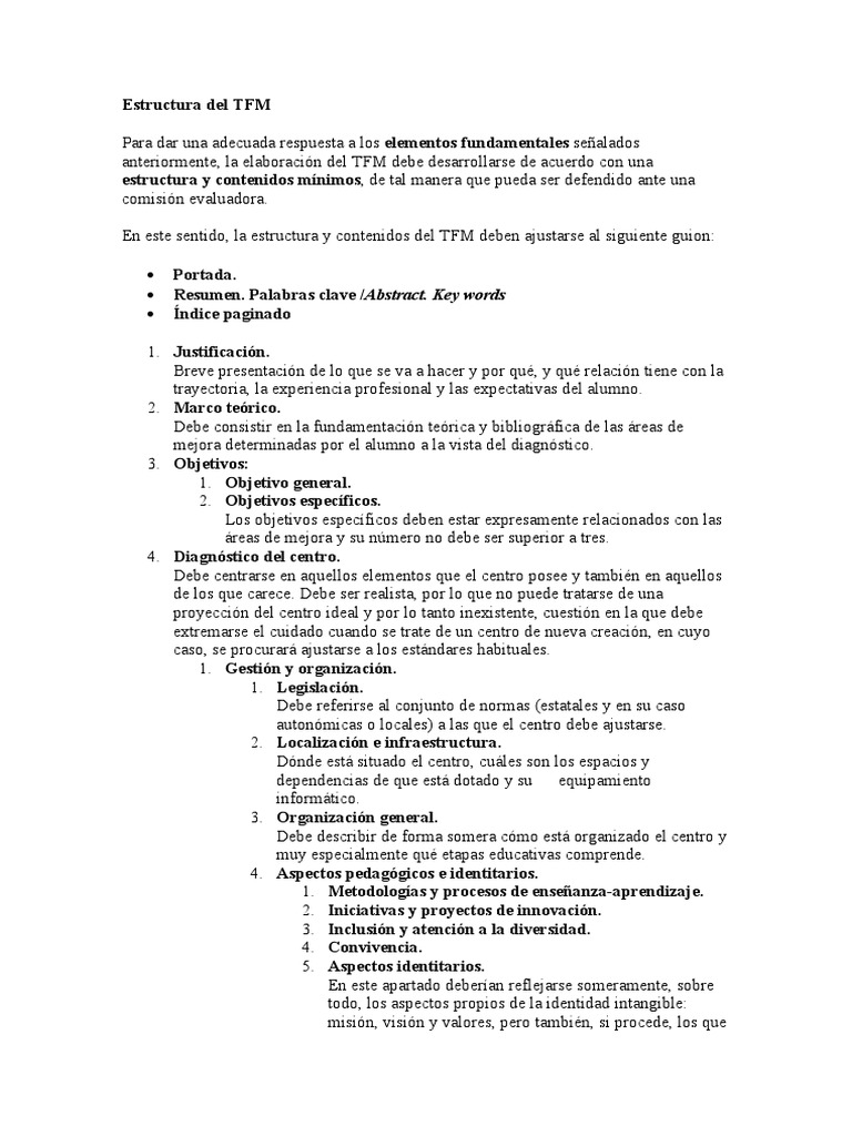 Estructura Del TFM | PDF | Plan de negocios | Evaluación