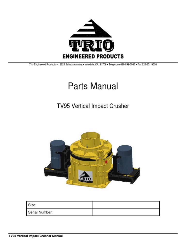 TV95 VSI Parts Manual | PDF | Valve | Equipment