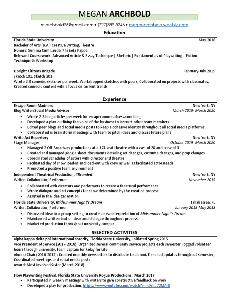 Megan Archbold Resume Buzzfeed | PDF | Social Media | Popular Culture ...