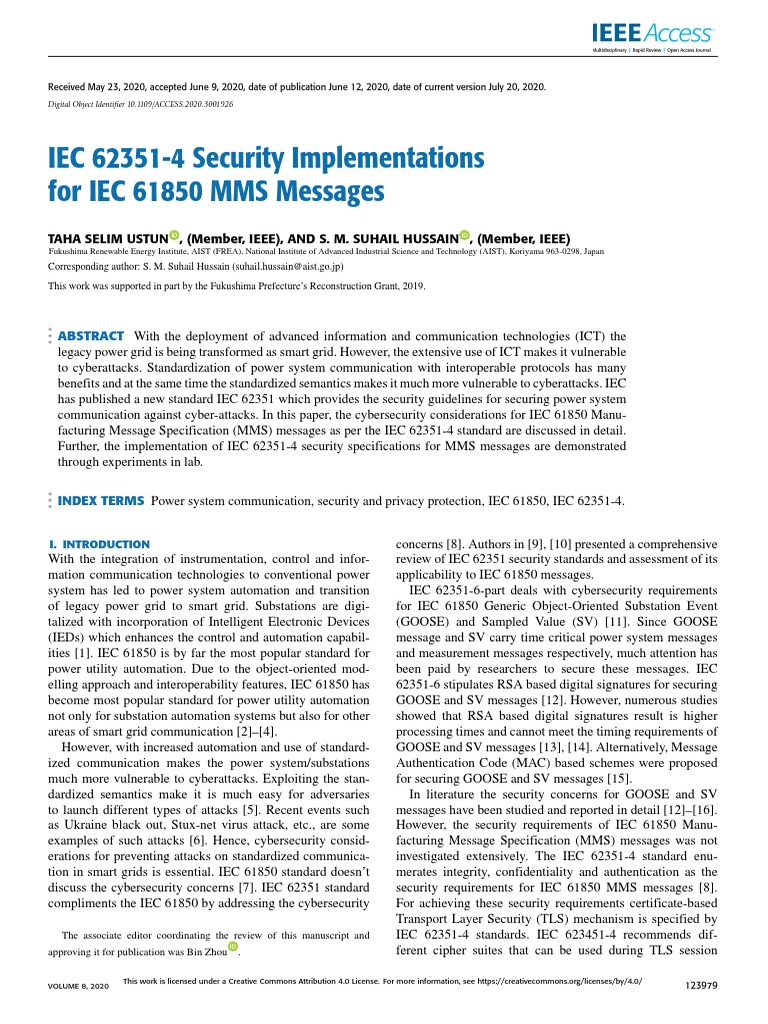 IEC 62351-4 Security Implementations For IEC 61850 MMS Messages | PDF ...