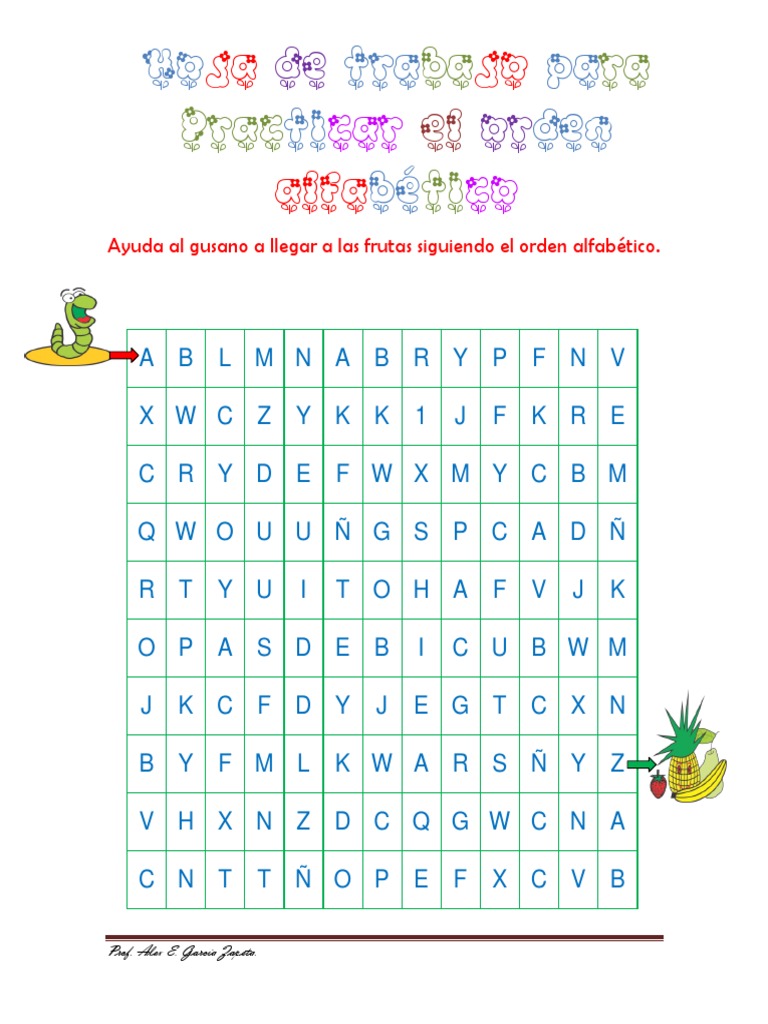 Hoja de Trabajo: Orden Alfabético | PDF