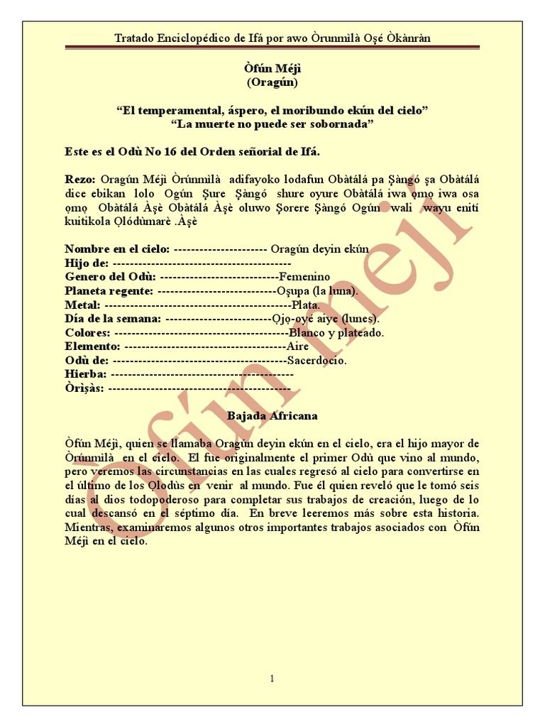 1 - (B) - Òfún Méjì | PDF | Religión y creencia | Naturaleza