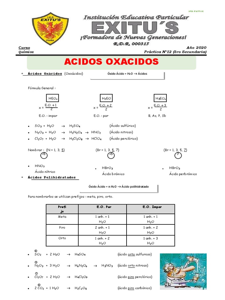 Acidos Oxacidos | PDF | Ácido | Moléculas