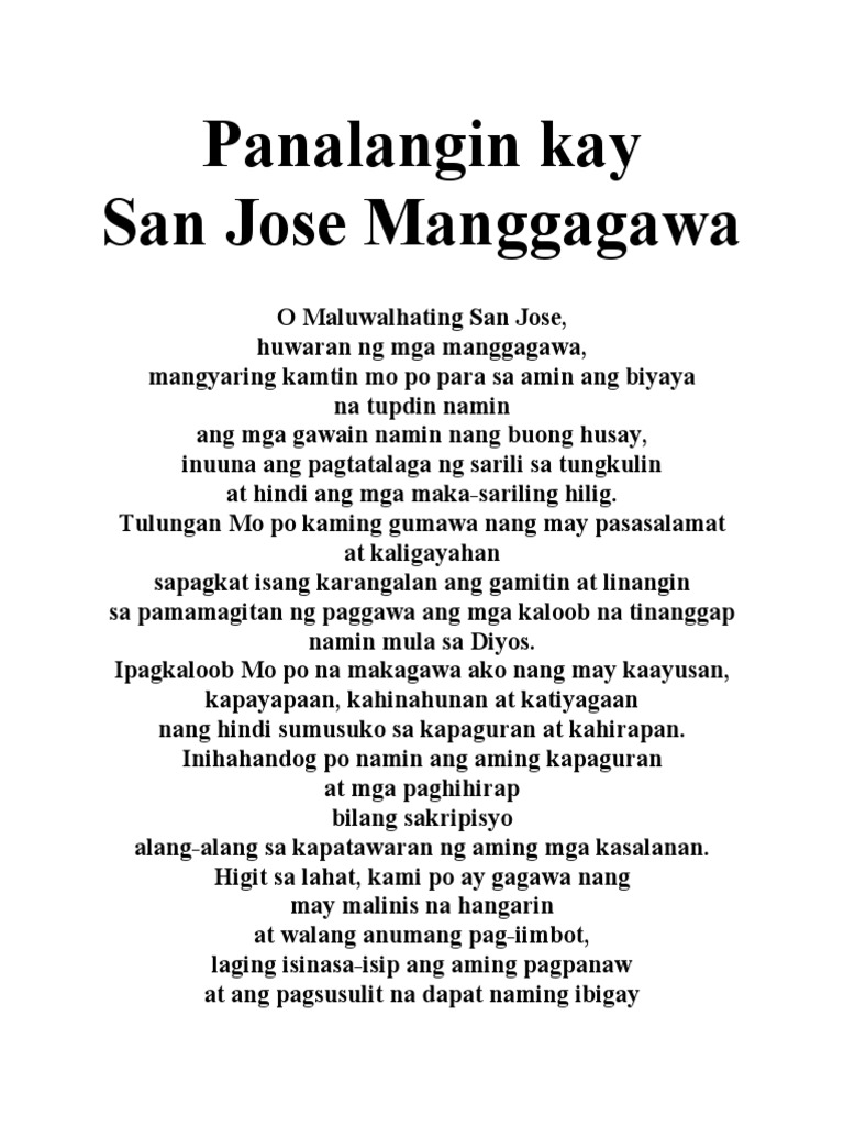 Panalangin Kay San Jose | PDF Panalangin Kay San Jose | PDF