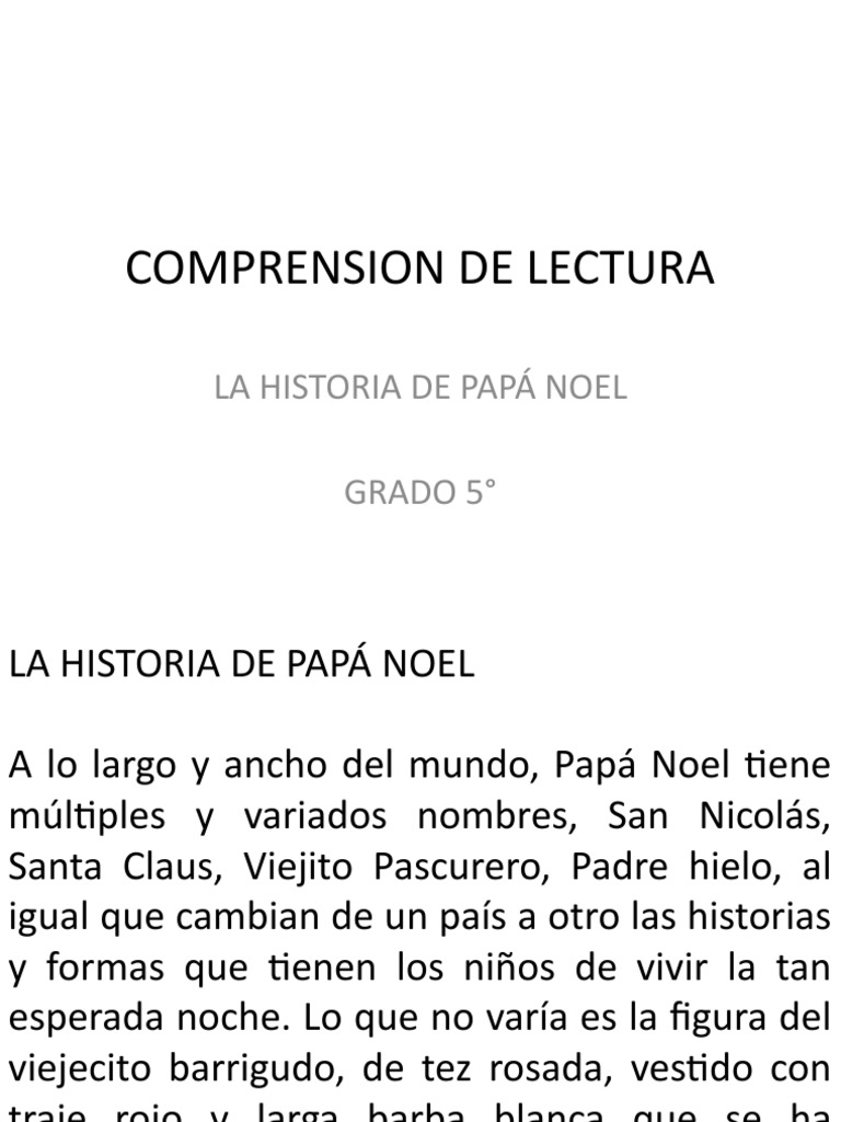 Taller 3 Comprension de Lectura La Historia de Papa Noel | PDF | Papá ...