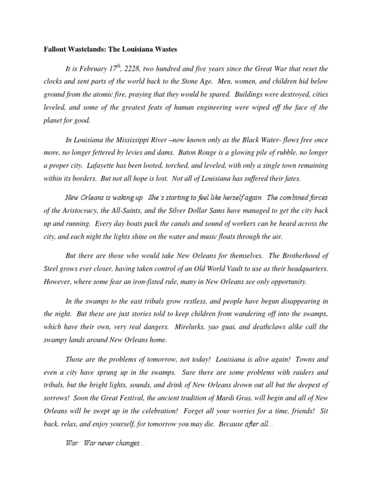 Fallout The Louisiana Wastes | PDF | New Orleans | Louisiana