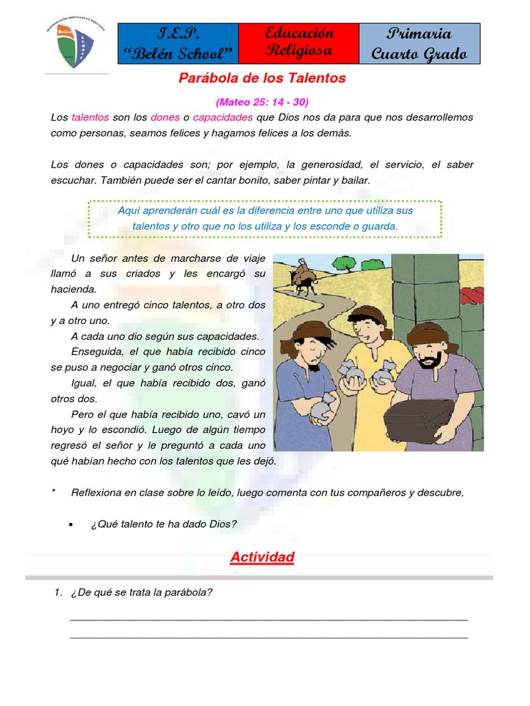 Actividades sobre la Parábola de los Talentos | PDF