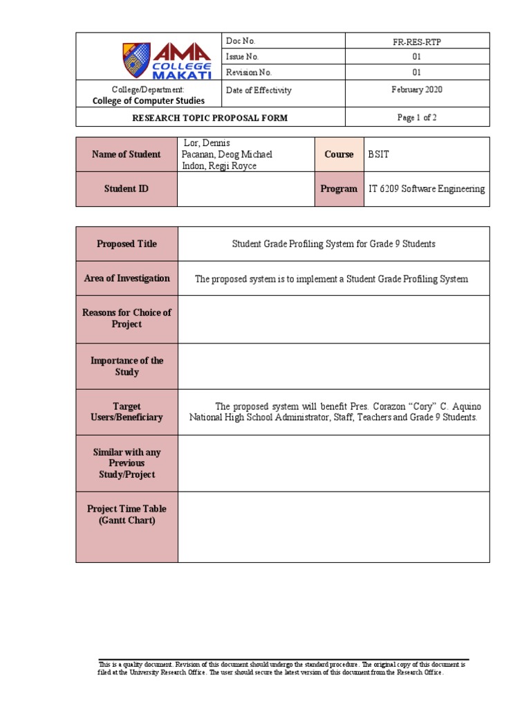 Student Grade Profiling System Proposal | PDF | Software | Computing
