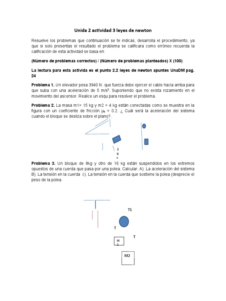 Unida 2 Actividad 3 Leyes de Newton | PDF | Ciencia y matemáticas