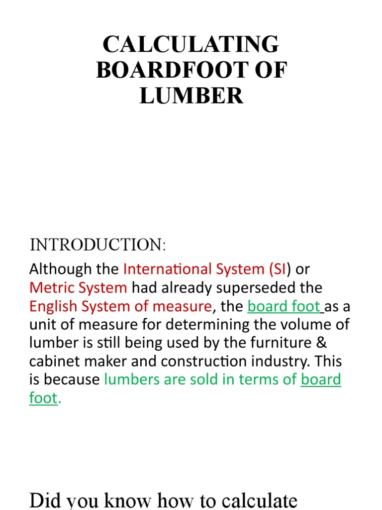 Calculating Boardfoot of Lumber | PDF