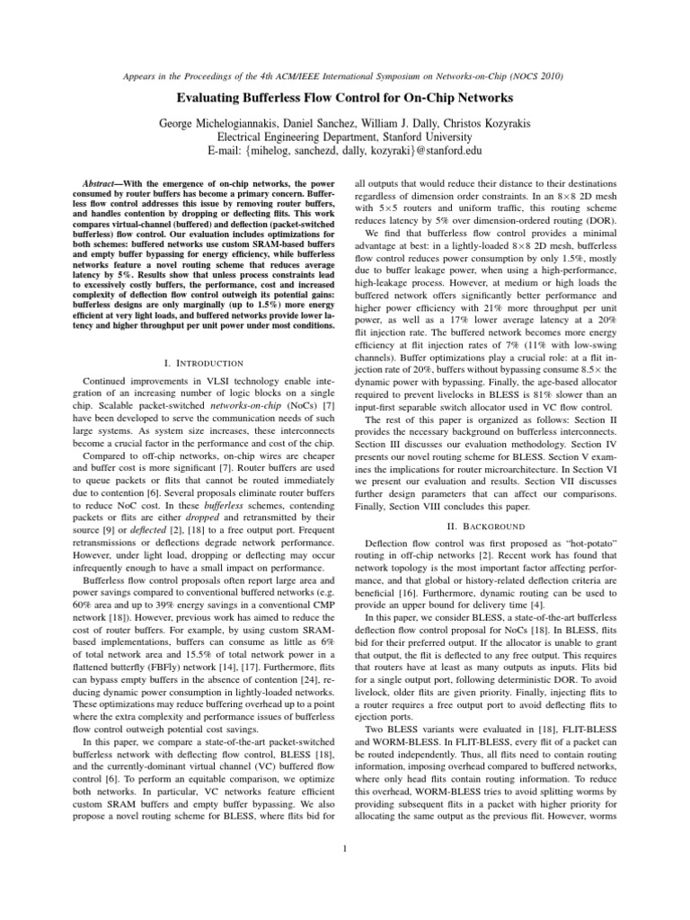 Evaluating Bufferless Flow Control For On Chip Networks Pdf Routing Latency Engineering