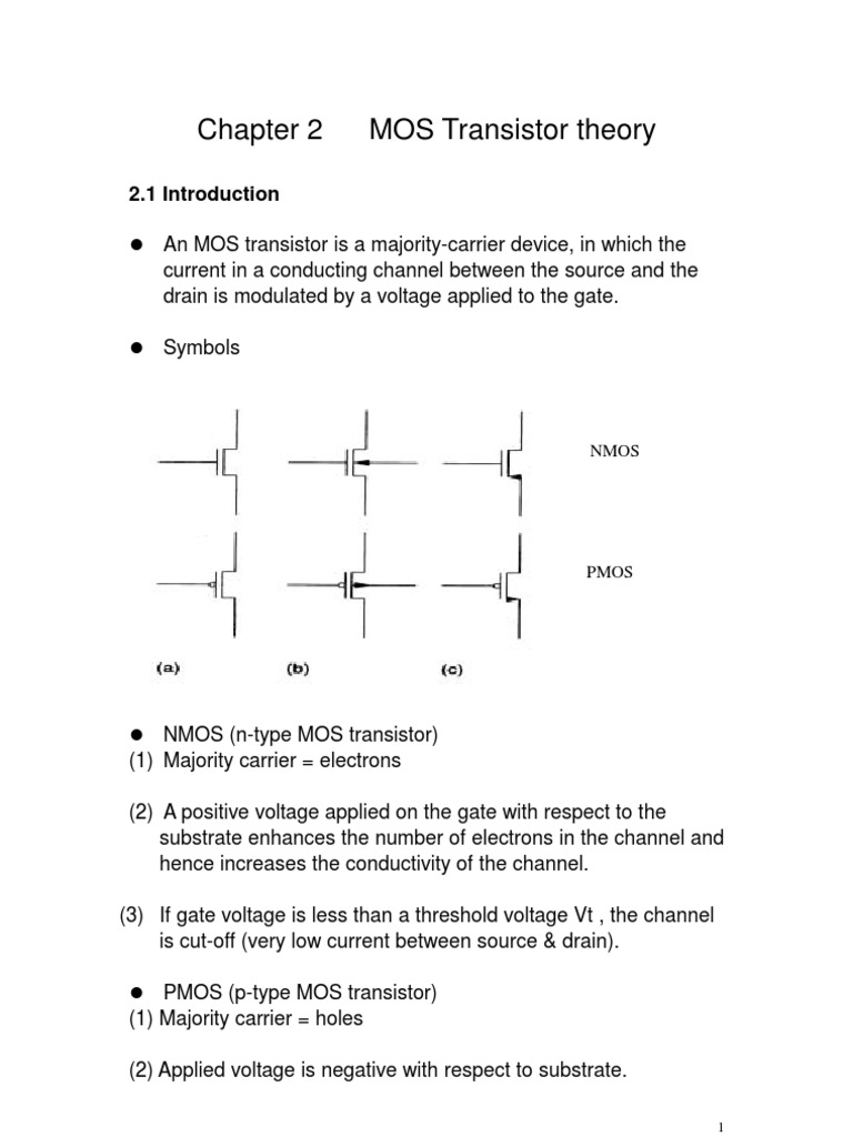 Chapter 2 MOS Transistor Theory | PDF