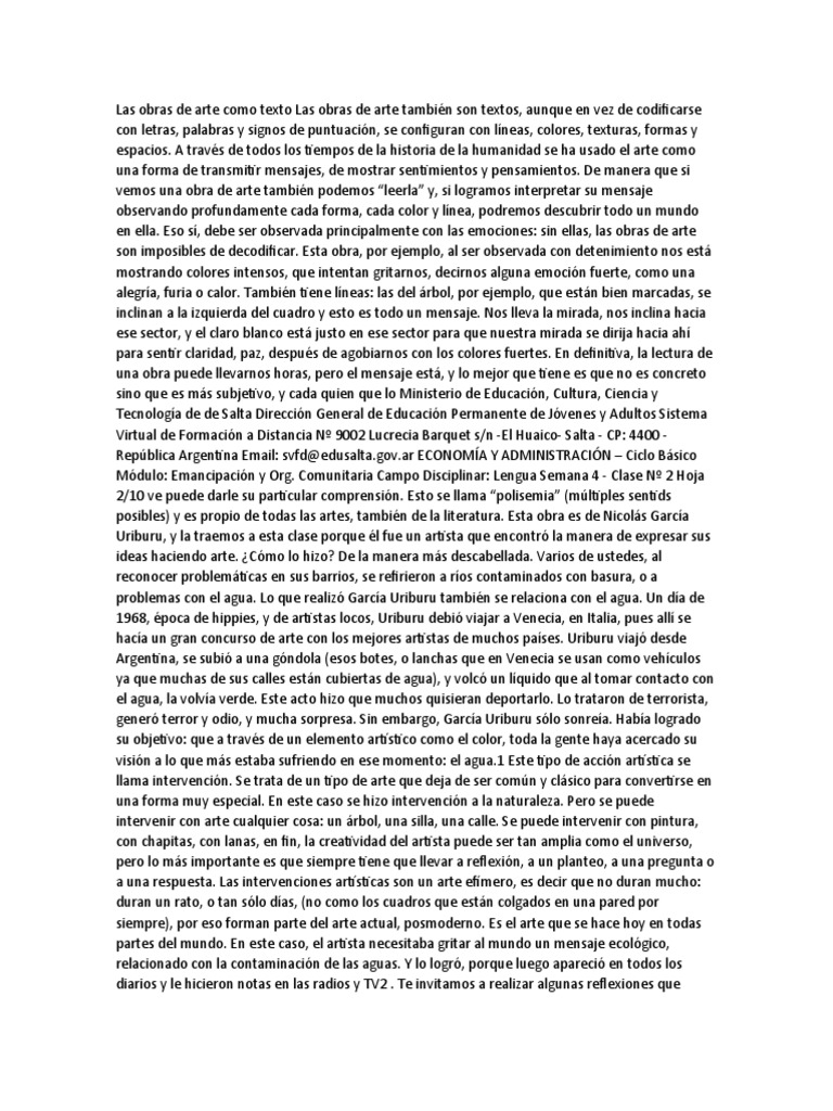 Las Obras de Arte Como Texto Las Obras de Arte También Son Textos | PDF ...