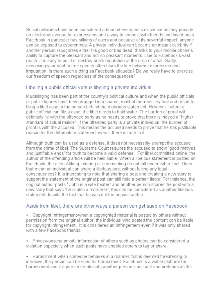 Libeling A Public Official Versus Libeling A Private Individual | PDF ...