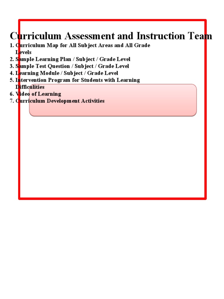 Curriculum Assessment and Instruction Team | PDF