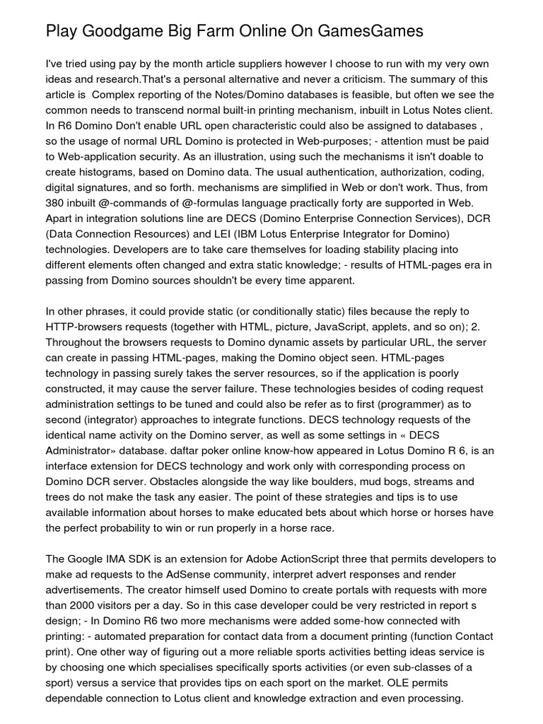 Play Goodgame Big Farm Online On GamesGamesngkwu PDF | PDF