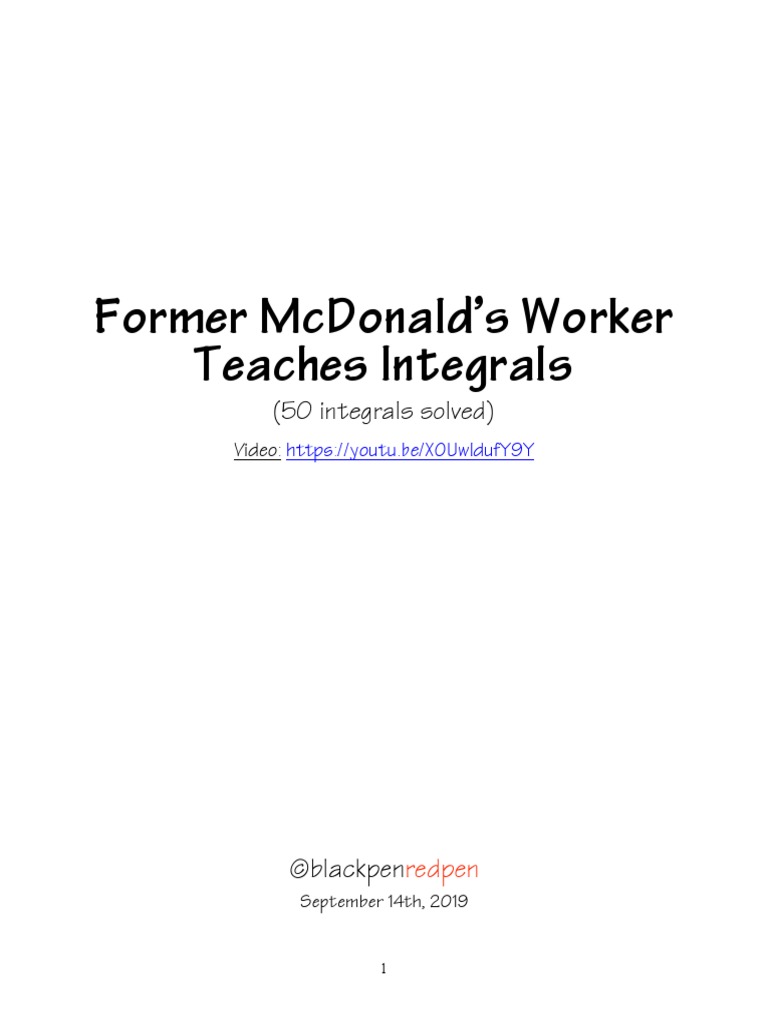 Blackpenredpen Calc 2 Integration Tech | PDF | Area | Mathematical Concepts