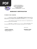 RA 11261 Form 1 - Barangay Certification | PDF
